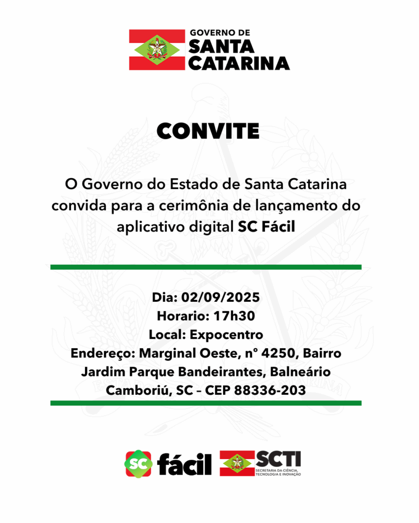 AVISO DE PAUTA - Governo de Santa Catarina lança aplicativo SC Fácil ...